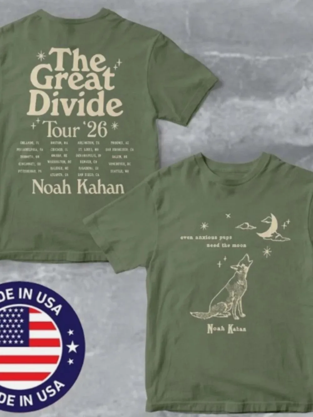 Gildan | Shirts | Noah Kahan The Great Divide Tour 226 Shirt Two Sided ...